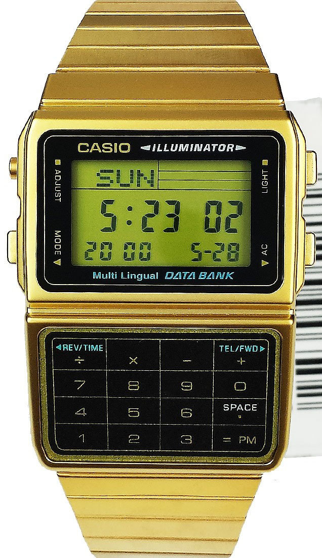 Casio DBC611G-1D Gold Databank Watch Stainless Steel Calculator 5 ...