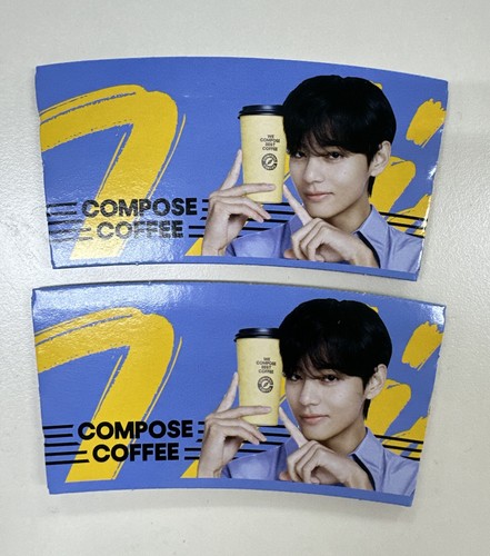 BTS Taehyung V Compose Coffee Cup Sleeve Cup Holder Cupsleeve 2EA BLUE ...