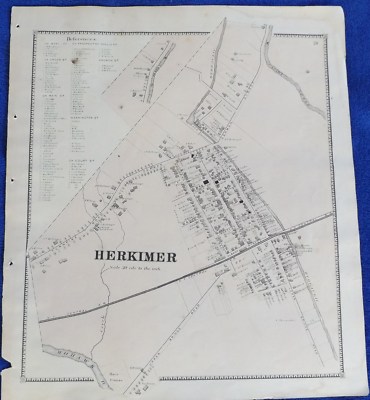 1869 NY Village of Herkimer Co Map frm Atlas | eBay