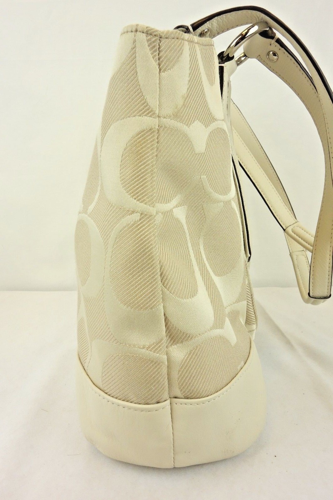 COACH Abby Tote Bag Ivory Jacquard Signature Cream Le… - Gem