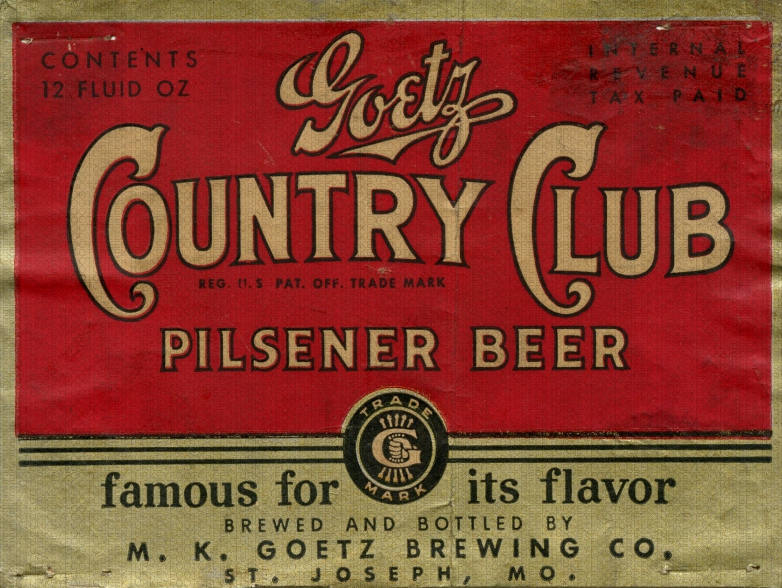 Goetz Country Club Beer Label 12" x 16" Metal Sign | eBay