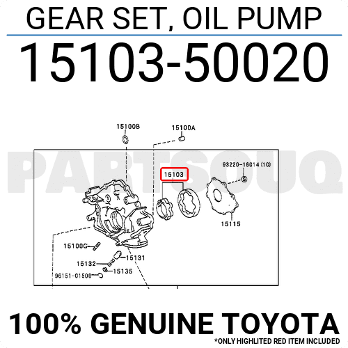 1510350020 Genuine Toyota GEAR SET, OIL PUMP 15103-50020 | eBay