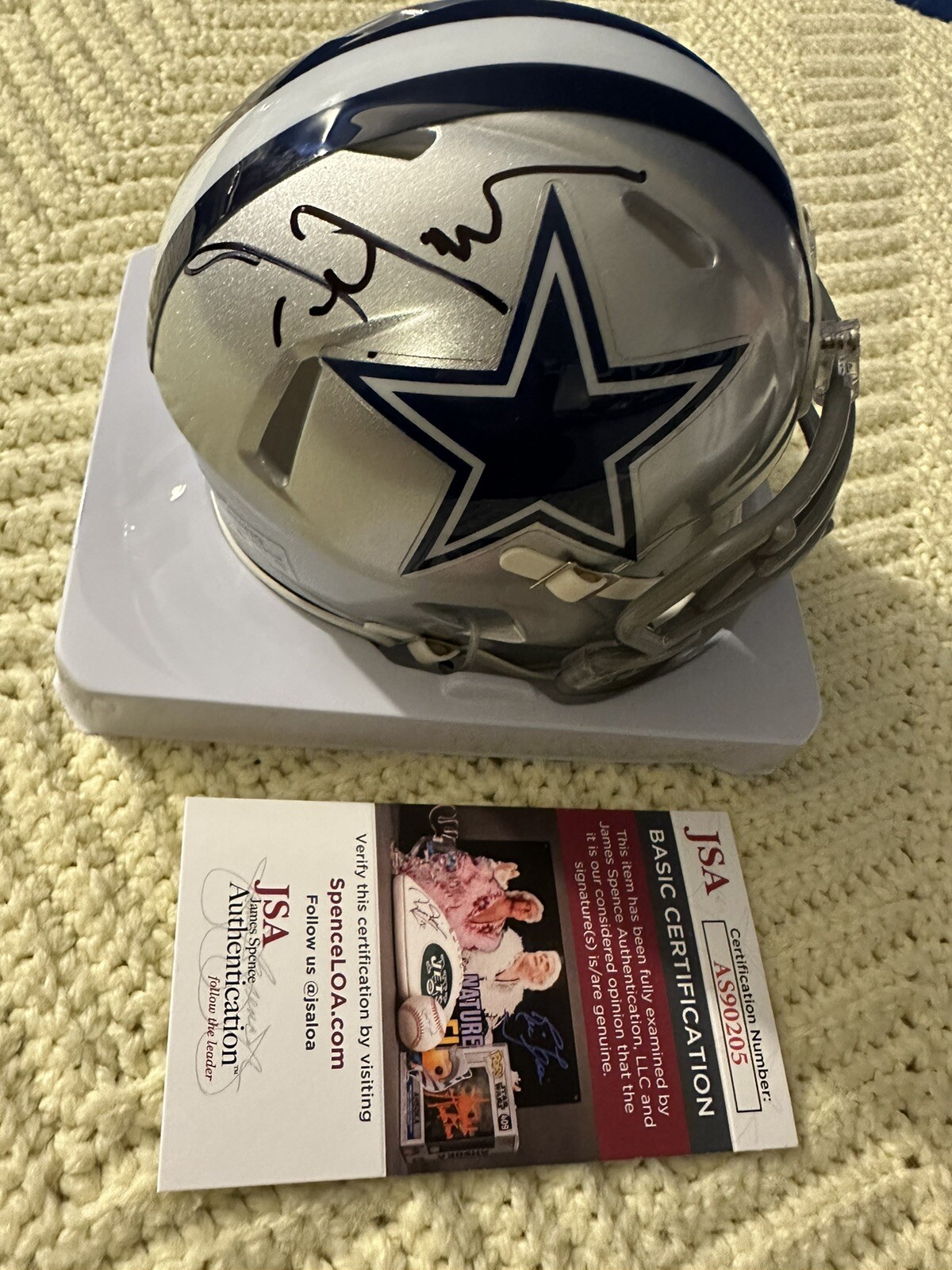 Jerry Jones Signed Dallas Cowboys Mini Helmet JSA Authentication COA Stats