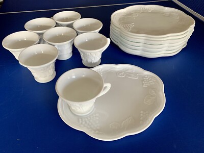 Colony Harvest Milk Glass Snack Set - Cups & Snack Plates, set of 8. | eBay