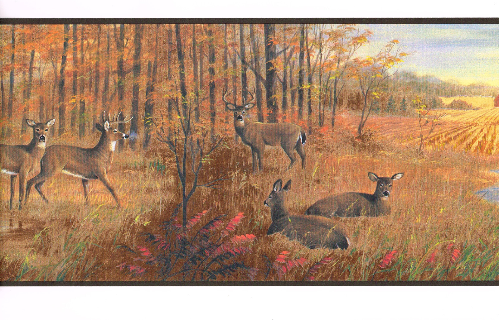 Deer Autumn Lodge Cabin Hunting Wood Lake Sunset Wildlife Wall paper ...