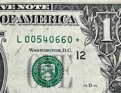 2006 L Star note one dollar bill regular run L 00540660* | eBay