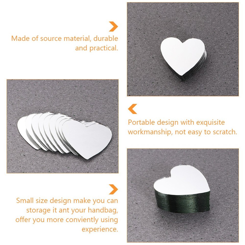 30 Pcs DIY Glass Heart Mirrors Heart Shaped Mirror Tiles for Makeup ...