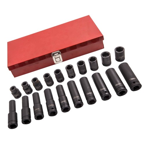 20 pièces 1/2 "Dado di impatto Impact Axle Nut Socket Set 38 mm 78 mm ...
