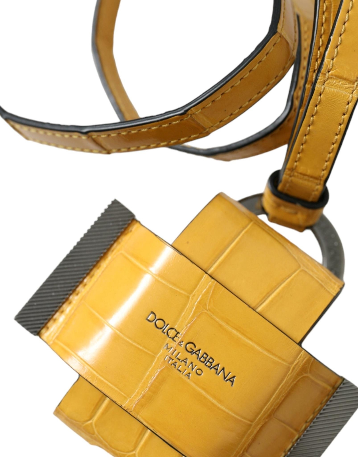 Dolce&Gabbana Women Yellow Keychain 100% Leather Alligator Skin Strap ...