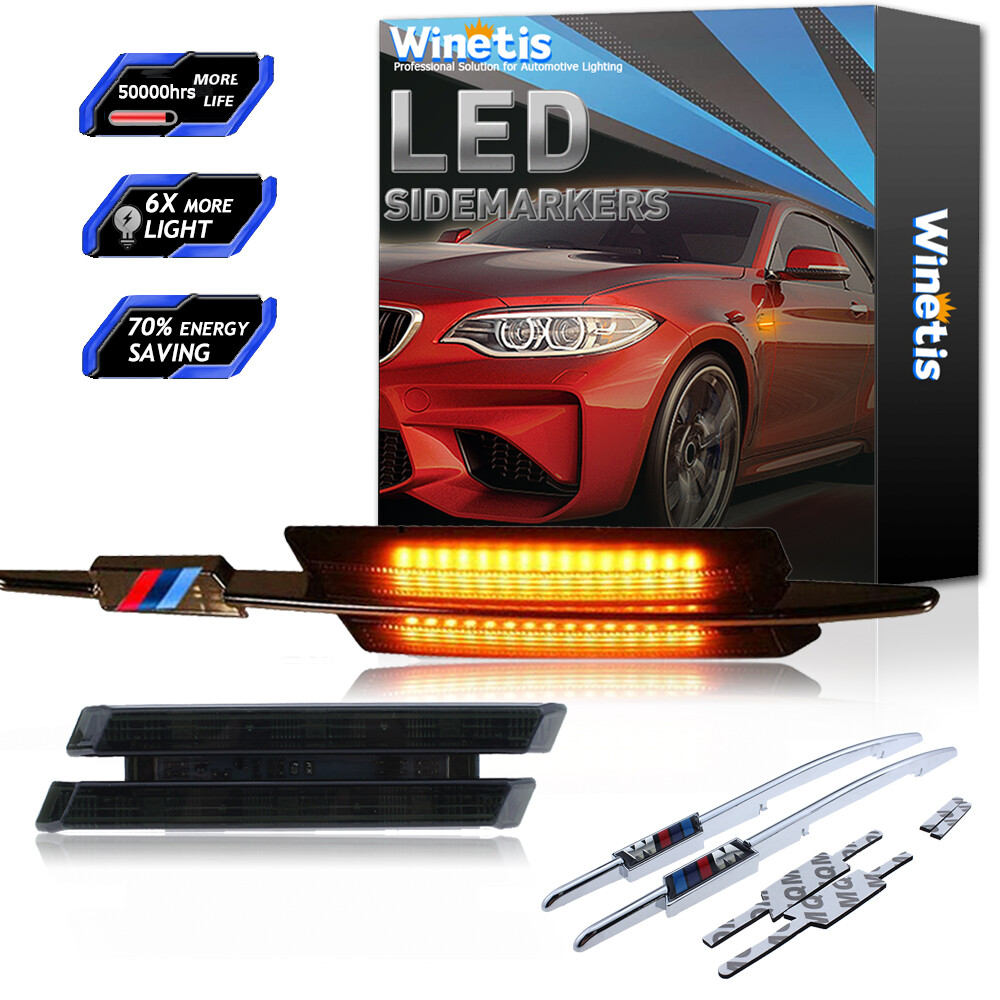 LED Smoke Side Marker Lights Turn Signals For BMW M E90 E91 E92 E93 E81 ...