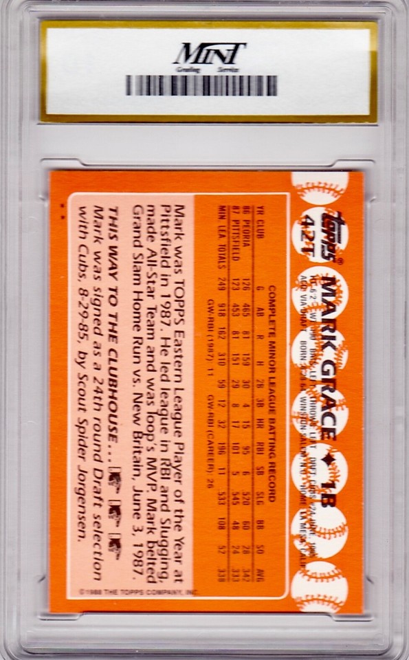 1988 Topps Traded Mark Grace #42 Rookie Mint Grading Gem Mint 10 | eBay