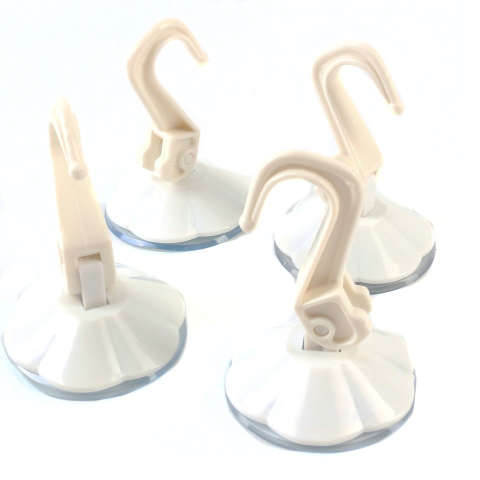 4x Large Strong Suction Cup Hooks HEAVY DUTY Tile/Glass/Window Bathroom ...