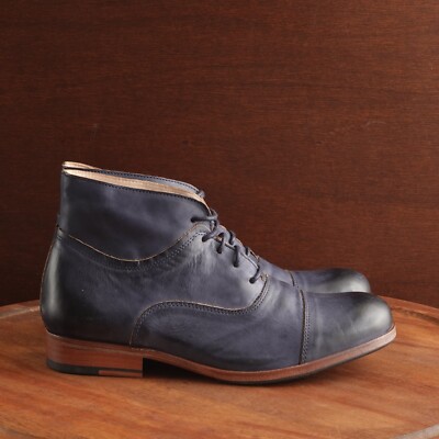 Zeha Berlin Boots Mens SZ EU 40 US 6.5-7 Blue Leather Ankle Lace Up ...