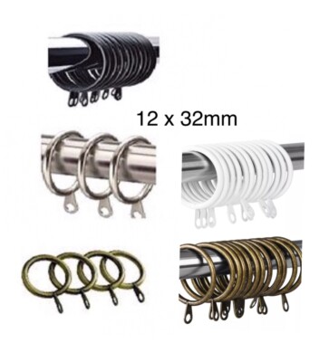 12 X Metal Curtain Rings Hanging Hooks for Curtains Rods Pole Heavy ...