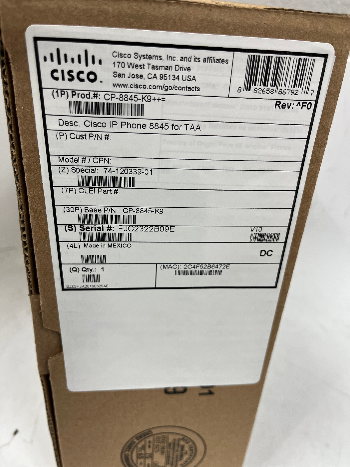 Cisco CP-8845-K9++ IP Video Phone/ TAA compliant (BRAND NEW) | eBay