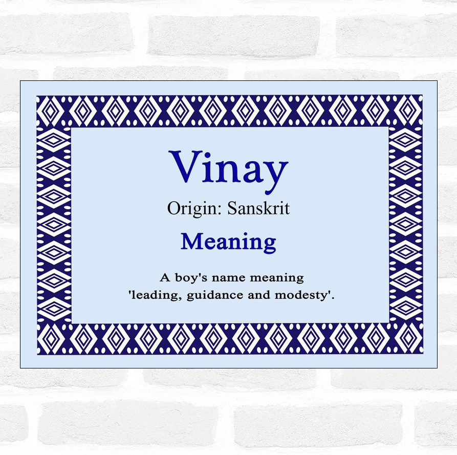 Vinay Name Meaning Blue Certificate | eBay