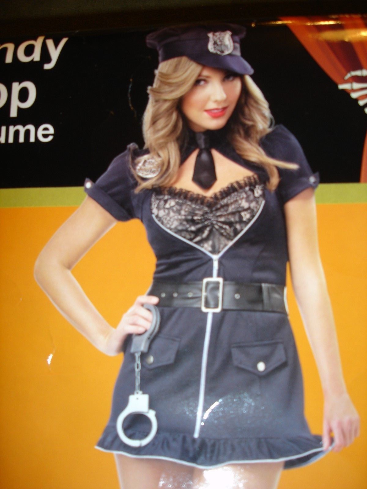 CANDY COP COSTUME Lot-Womens XL 12-14-Handcuffs-Badge-Hat-Fishnets+Sexy ...