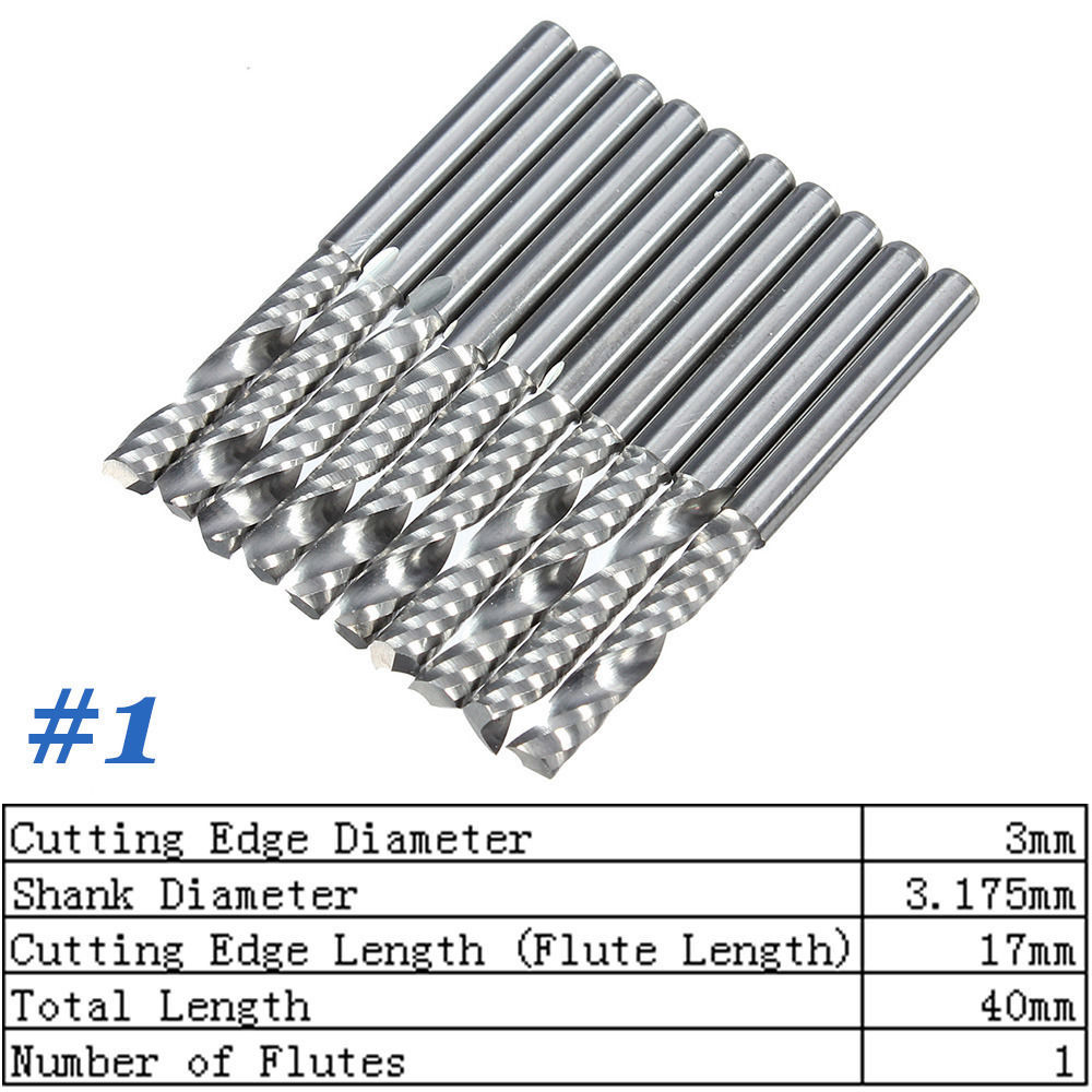 end mill carbide single 1 flute two 2 flutes 3mm 3.175mm cnc router ...