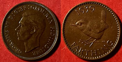 Great Britain 1939 1 Farthing - George Bird VI KM-843 Bronze aUNC #15 ...