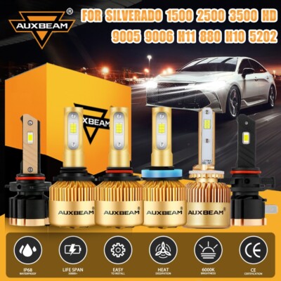 AUXBEAM S3 LED Headlight 72W 10000LM Bulbs for Chevy Silverado 1500 ...