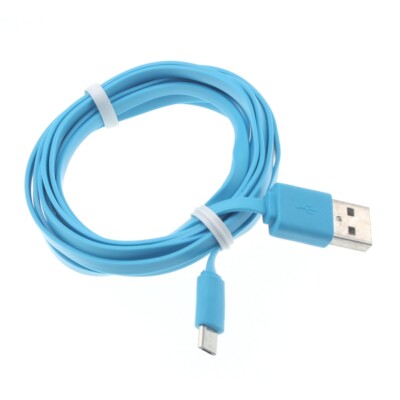 MicroUSB 3ft USB Cable Charger Cord Power Wire Sync Flat Blue Fast for ...