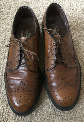 Sears Wonderlite USA Brown Leather Longwing Wingtip Lace Up Oxfords Men ...
