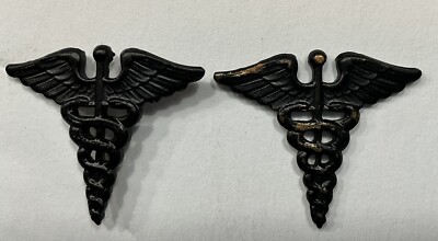 Vintage Army Military Doctor Medic Caduceus Pins 1” Matte Black Krew G ...