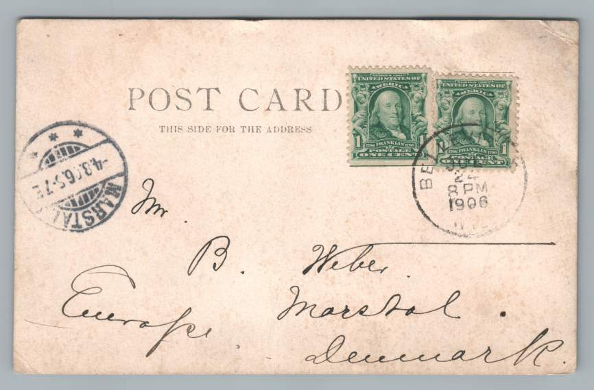 Belleville Wisconsin to Denmark RPPC Antique Postal History Cover ...