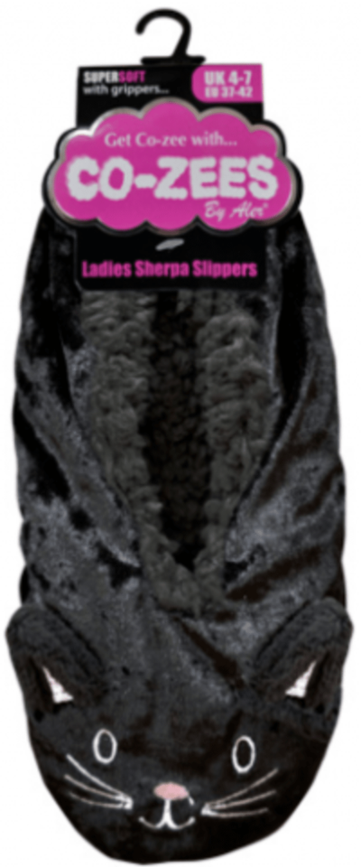 Ladies Cozees 3D Animal Sherpa Warm Fleece Lined Animal Gripper Slipper ...