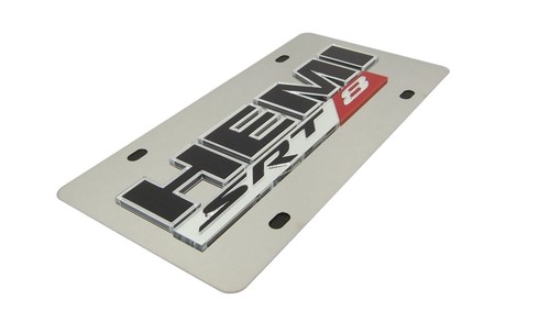 Dodge Hemi SRT8 Logo License Plate (Black on Chrome) | eBay