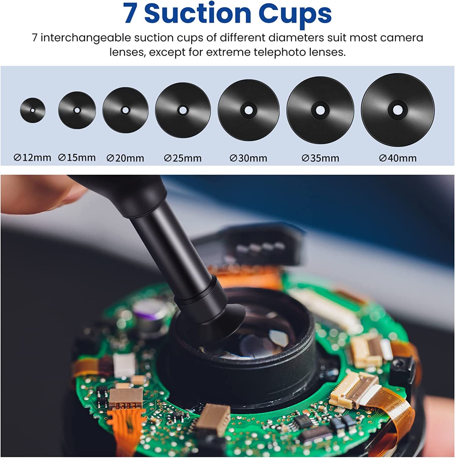 8-in-1 Lens Sucker Suction Pen w/ 7 Interchangeable Suction Cups for ...