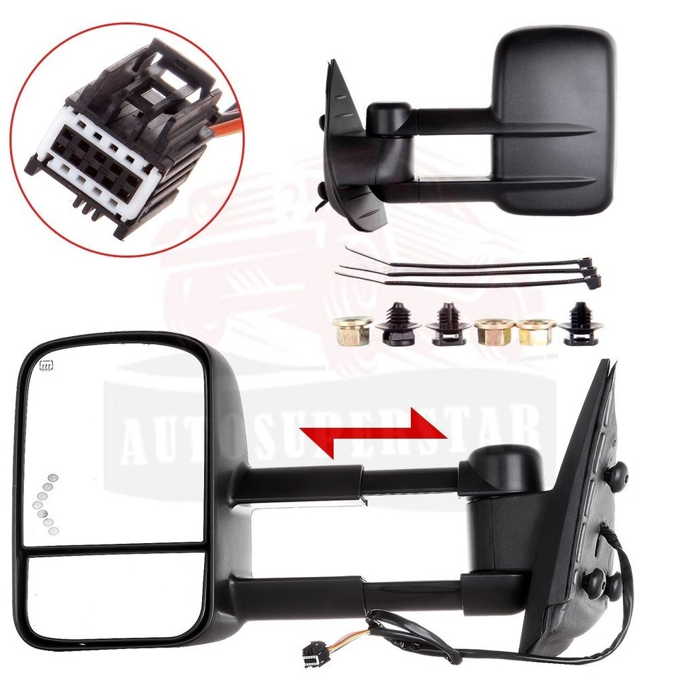 Pair Power Heated Tow Mirrors Arrow Signal For Chevy Silverado GMC ...