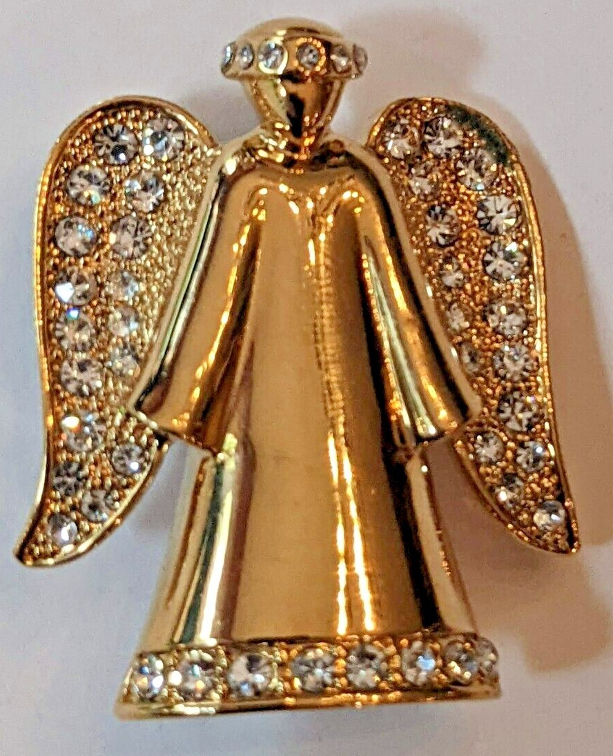 Vintage Signed Monet Angel Rhinestone Wings Halo Brooch | eBay