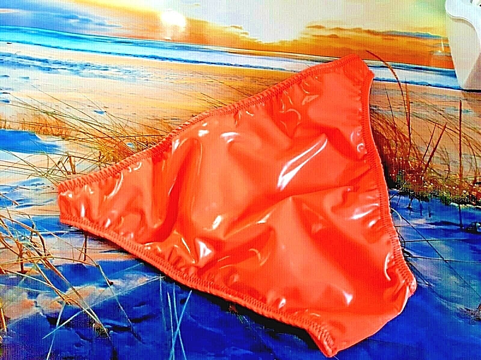 Menorange Spandex flat or pouch 4 way pvc Custom Swimwear Undergear S M ...