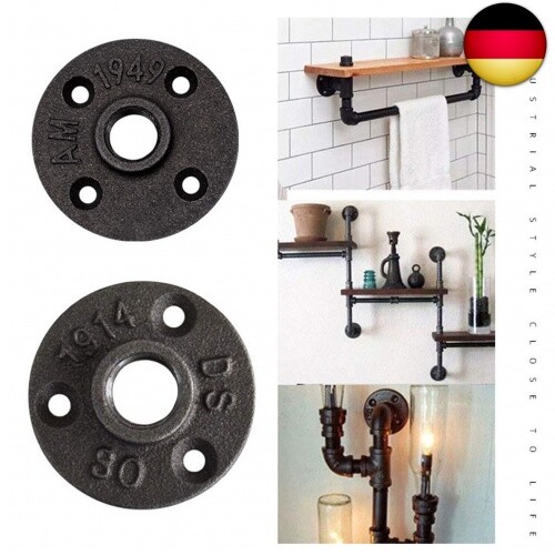 Fleymu 4PCS 1/2'' Vintage Industrie Rohr Flansch Gewinde Boden Flansch ...