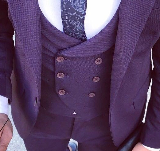 Designer Business Purple Violet Men's Suit Jacket Vest Fitted Slim Fit ...