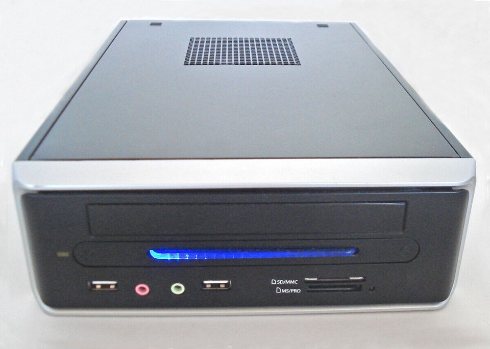 NEW Black Mini ITX PC Case w/ Optical Drive Bay, Fan, Card Reader,DC-to ...