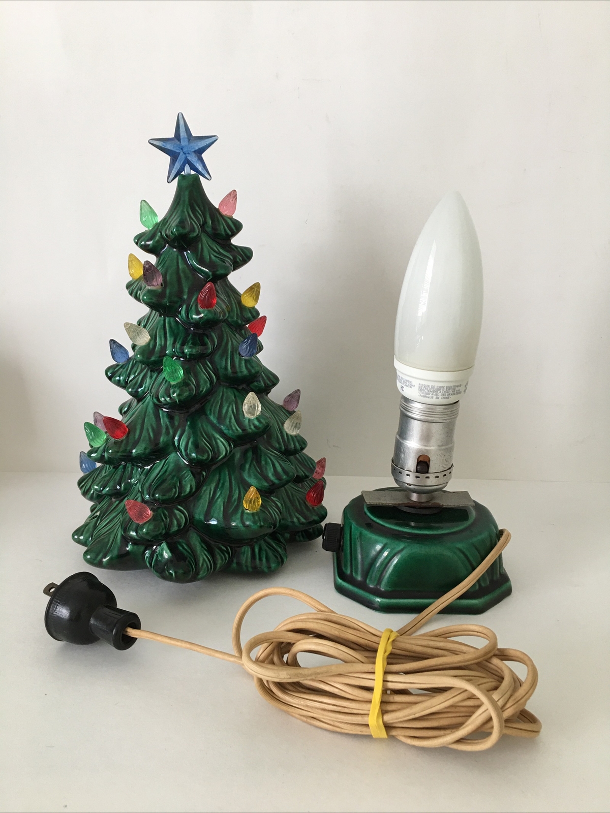 Vintage Ceramic Christmas Tree Lighted 1963 WOW 2 Piece w Base 12”H ...