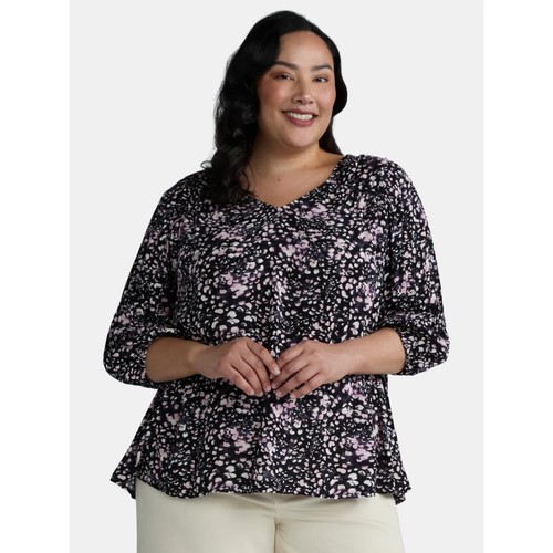 Terra & Sky Women's Plus Size Poet Sleeve Blouse, Size 3X (24W-26W ...