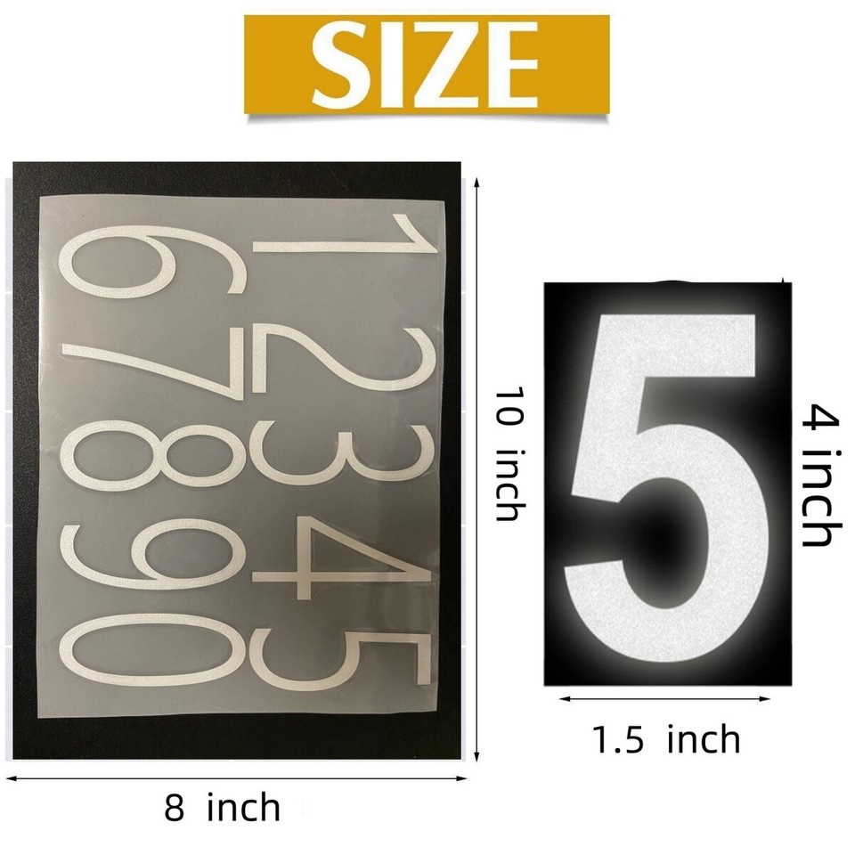 Set 0-9 Reflective Custom Mailbox Numbers Vinyl Decals Waterproof ...