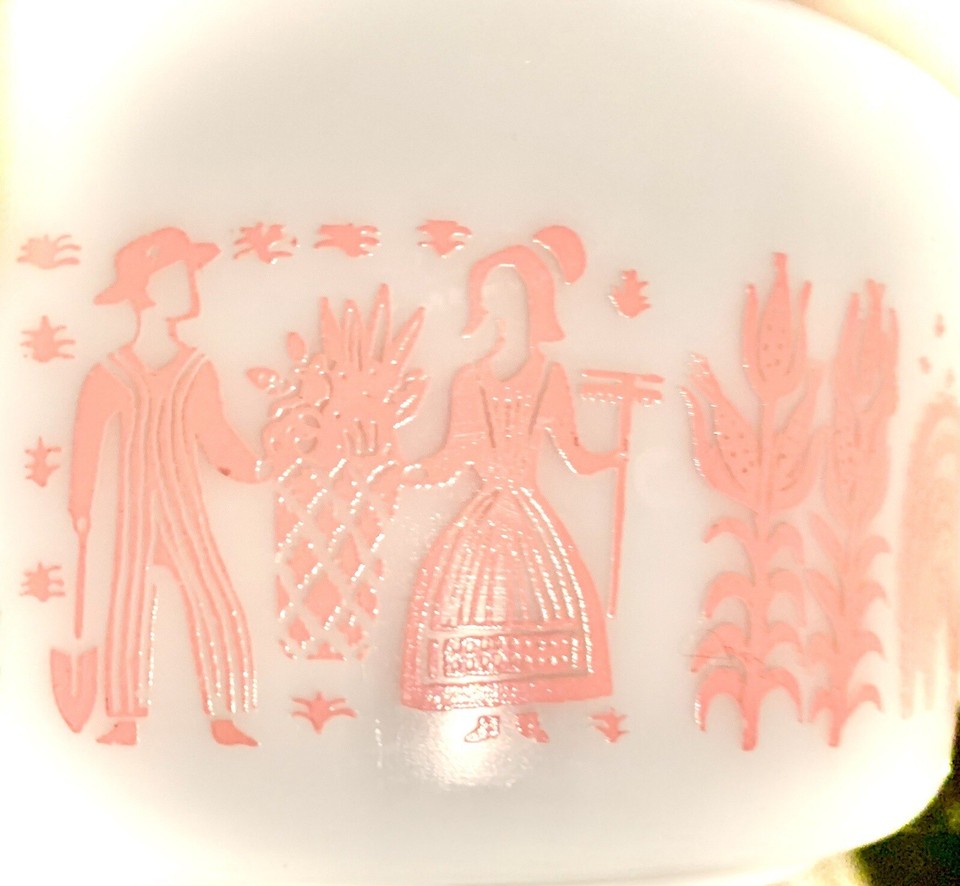 LOVELY VERY RARE HTF VNTG PYREX PINK AMISH BUTTERPRINT CASSEROLE DISH ...