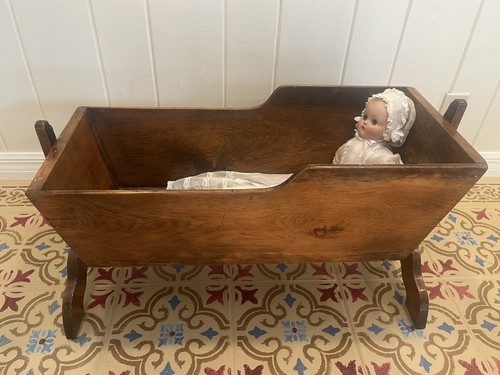 Vintage Antique Style Wooden Swinging Baby Cradle Bassinet Crib | eBay