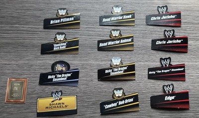 WWE Elite Legends Nameplate Mattel Stands Lot Of 13 Road Warriors Hawk ...