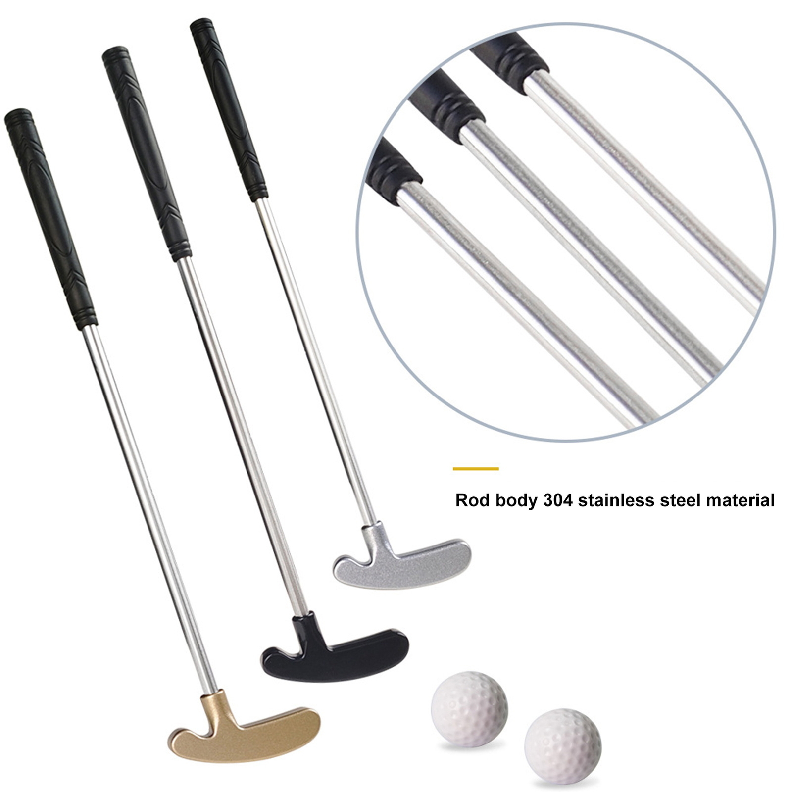 Golf Club Mini Putter Set with 2 Balls Tpr Grip Stainless Steel Right ...