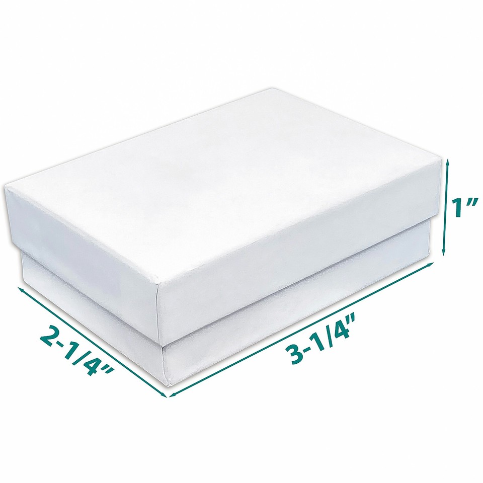 BULK 3.2x2.2x1 Cardboard #32 JEWELRY GIFT BOXES Cotton Fill Kraft Small ...