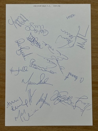 Hand Signed A4 Team Sheet - Chesterfield FC 1997/98 season - 20 ...