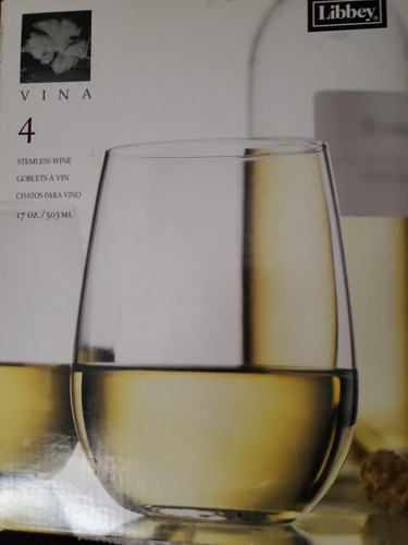 Libbey Vina Stemless Wine Glasses Goblets 17 Ounce Clear Set of 4 31009286355| eBay