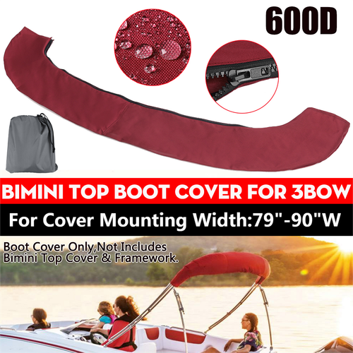 Red 600D Bimini Top Boot Cover Storage Bag Sock Boat Shade No Frame For ...