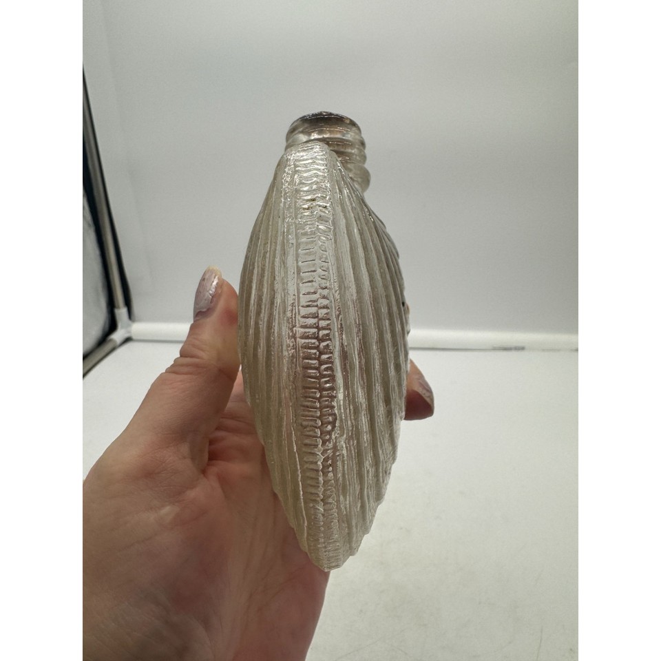 Antique Glass Clam Shell Bottle Pocket Whiskey Flask | eBay