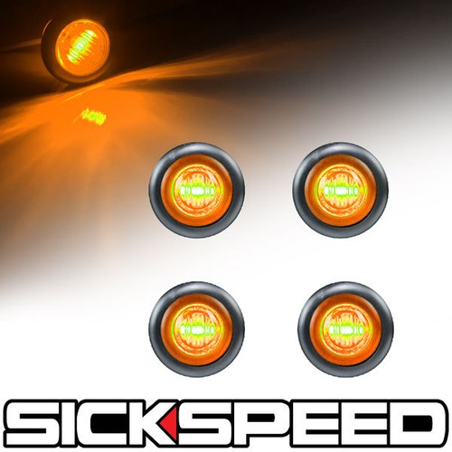 4 PC AMBER LED LIGHT/LENS ROUND SIDE MARKER TURN SIGNAL LED LIGHT KIT ...